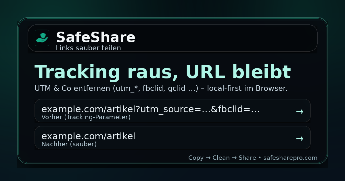 SafeShare App – Links lokal im Browser bereinigen